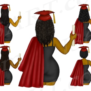 Black Graduation Girl Clipart, Graduation Girl Clip Art, Black Women ...