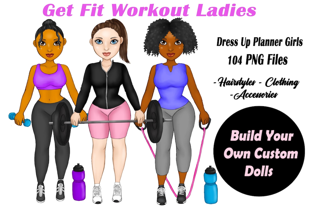 Chibi Fitness Girl Clipart, Exercise Girl Clip Art, Workout, Dress Up ...