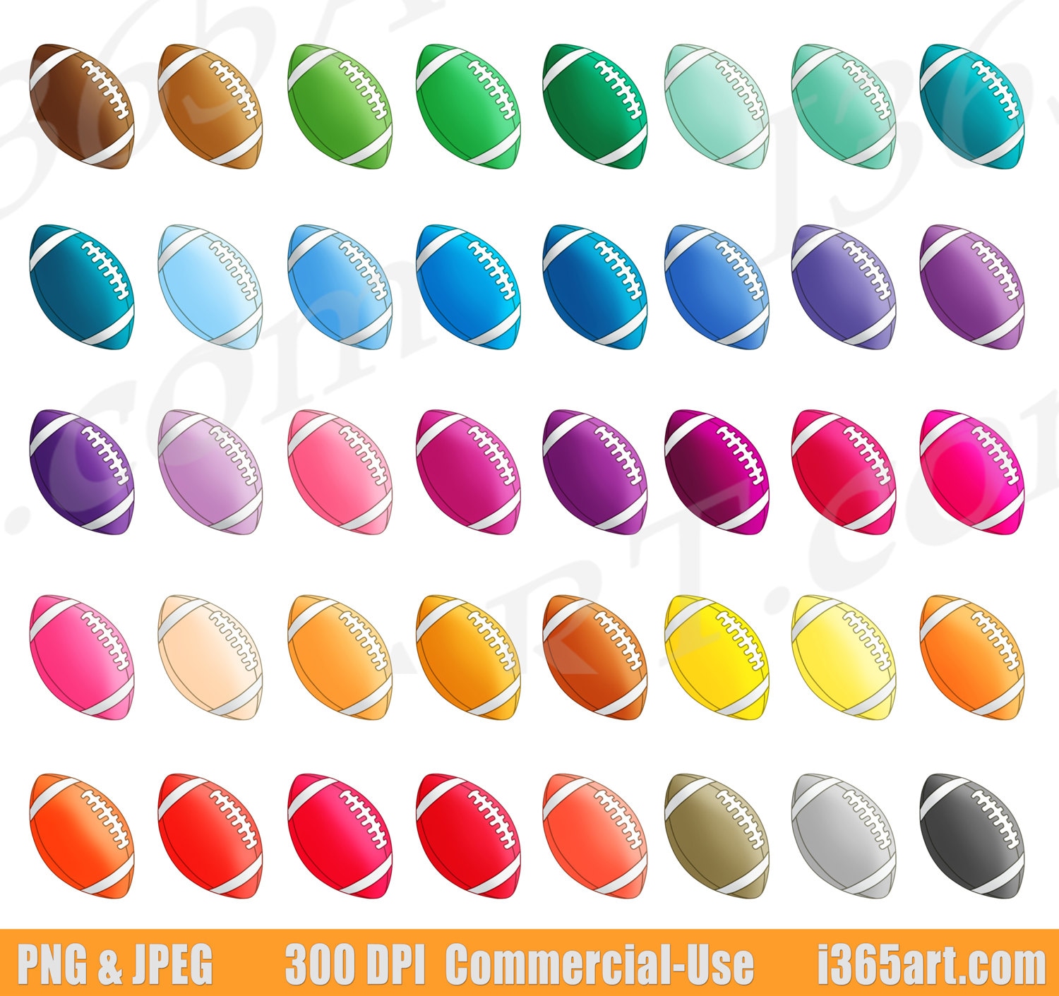 Buy 3 Get 1 Free Football Clipart Football Clip Art Rugby | Etsy