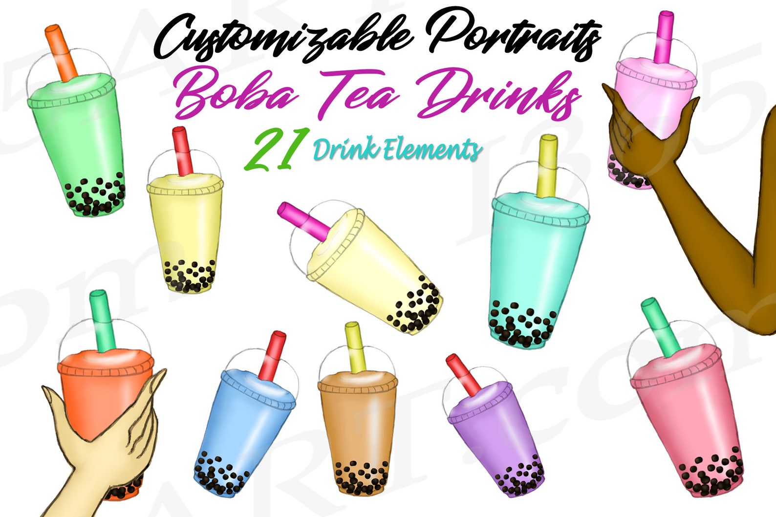 Boba Tea Clipart Best Friends Clipart Boba Drinks Clipart | Etsy