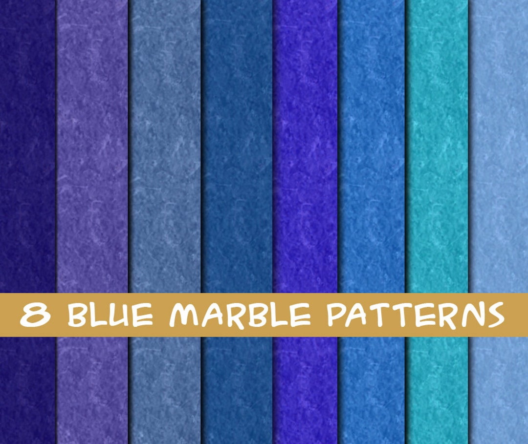 Blue Marble Pattern Paper, Scrapbooking Background (digital Download ...