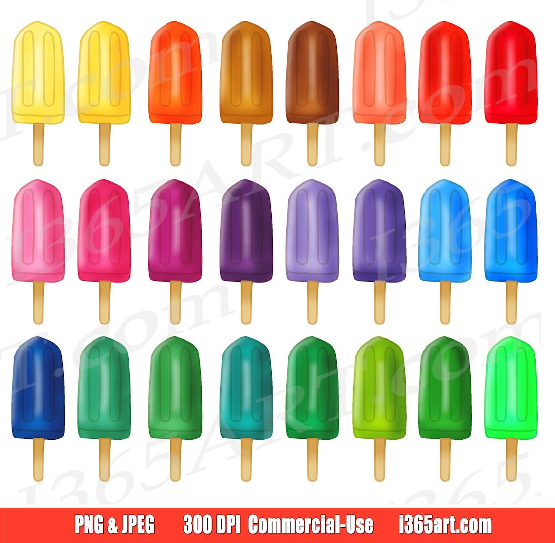 24 Popsicle Clipart, Cool Popsicle Clip Art, Ice Cream Clipart, Digital ...
