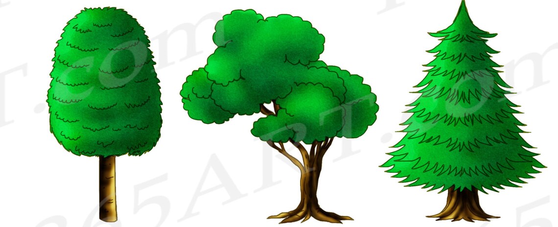 Tree Clipart Tree Clip Art Green Forest Clipart Hand | Etsy