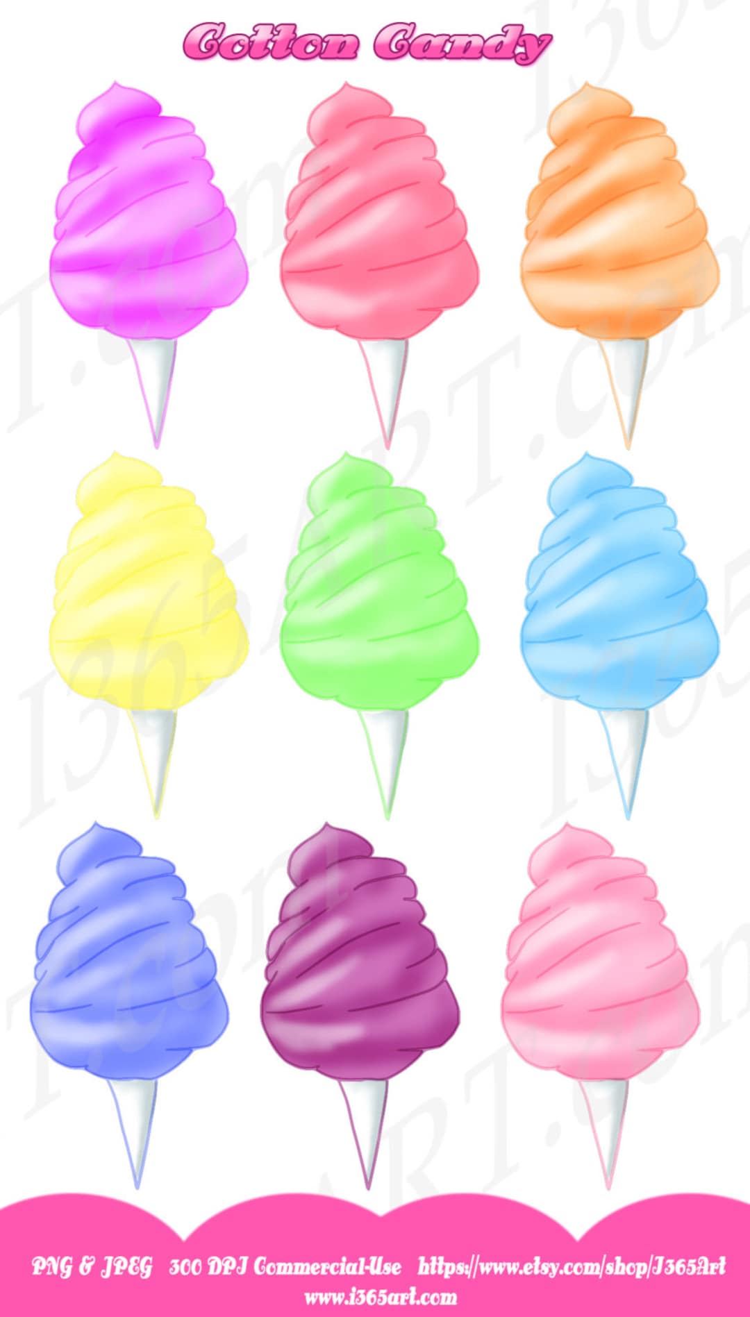 Buy 3 Get 1 Free Cotton Candy Clipart, Cotton Candy Clip Art, Digital ...