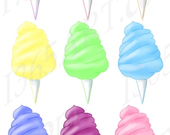 Cotton Candy Kit Clipart Pastel Dessert Digital Clip Art - Etsy Canada