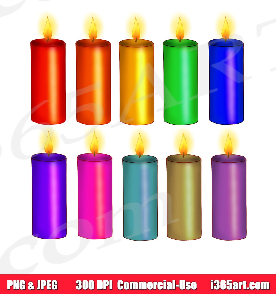 Buy 3 Get 1 Free Birthday Candles Clipart, Candles Clipart, Rainbow ...