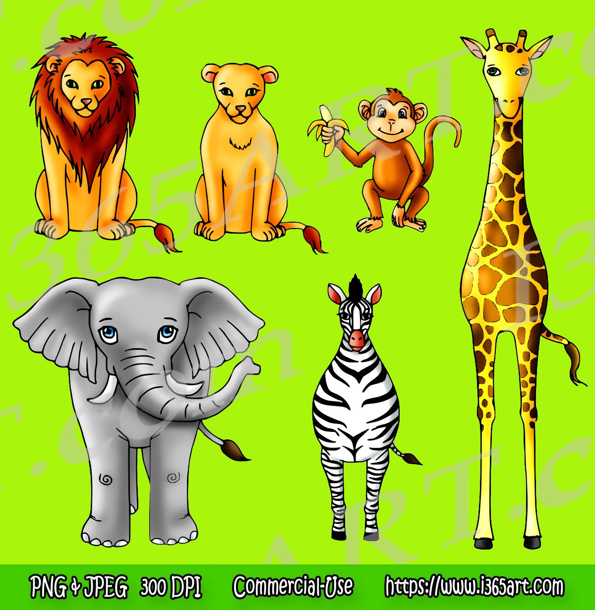 Buy 3 Get 1 Free Safari Animal Clipart Jungle Clipart Wild | Etsy