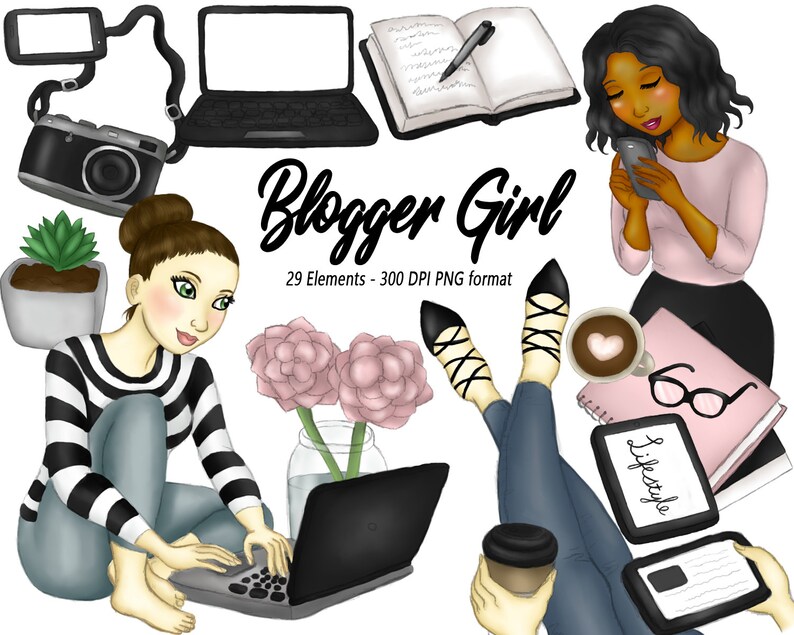 Buy 3 Get 1 Free Blogger Clipart Blogger Girl Clipart Girl - Etsy