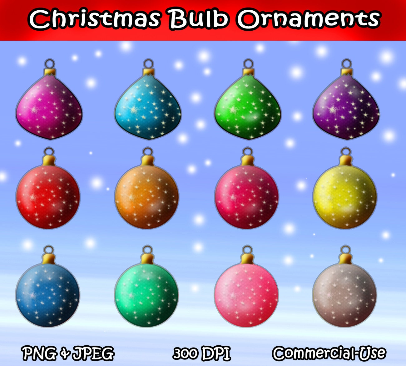 Christmas Ornaments Clipart Christmas Clipart Christmas Clip | Etsy