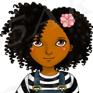 Little Black Girl Clipart, Little Girl Clipart, Black & White Stripes ...