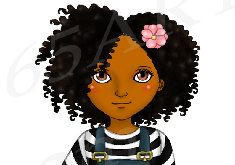 Little Black Girl Clipart Little Girl Clipart Black & White | Etsy