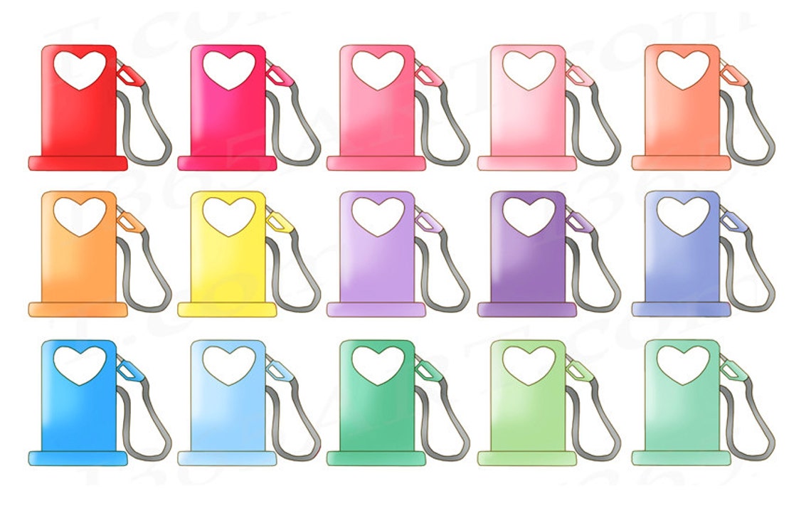 Gas Pump Clipart, Cute Fuel Icons, Planner Stickers (PNG) - Etsy