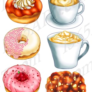 Donuts Cafe Clipart, Donut Clip Art, Digital, Coffee Cup, Cappuccino ...