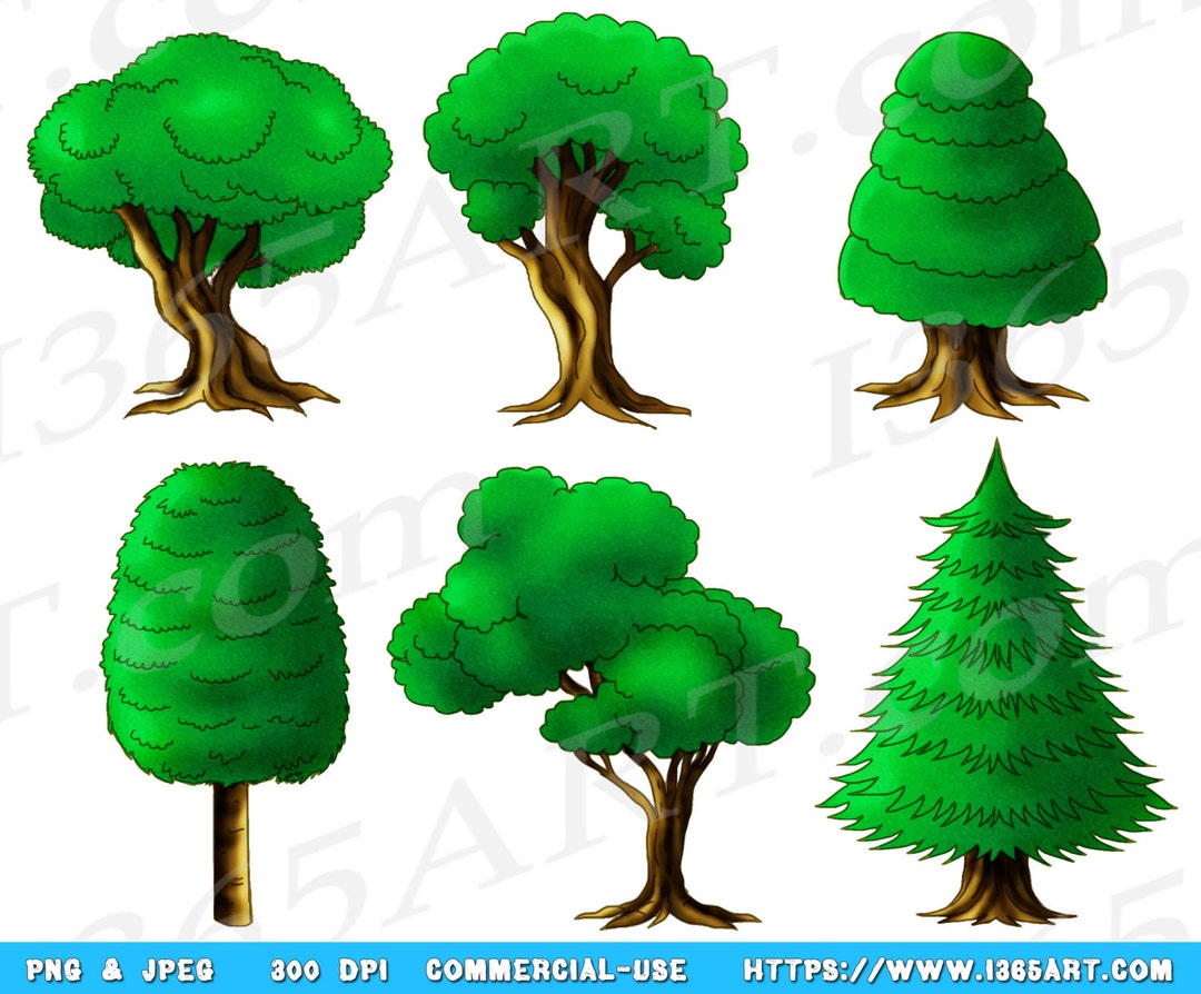 Tree Clipart, Tree Clip Art, Green, Forest Clipart, Hand Drawn, Clipart ...