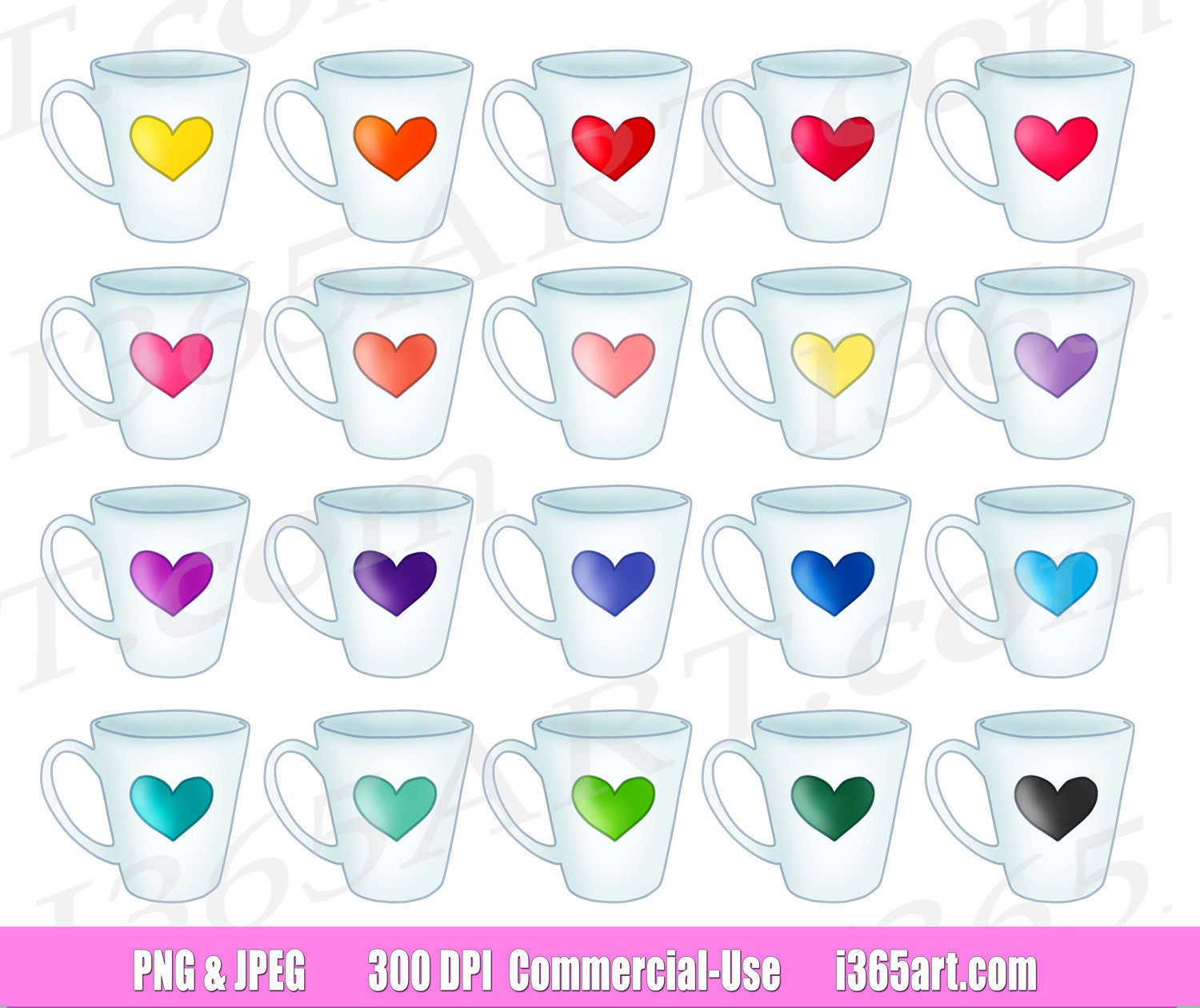 Coffee Mug Clipart Coffee Mug Clip art Heart Mug Heart Cup | Etsy