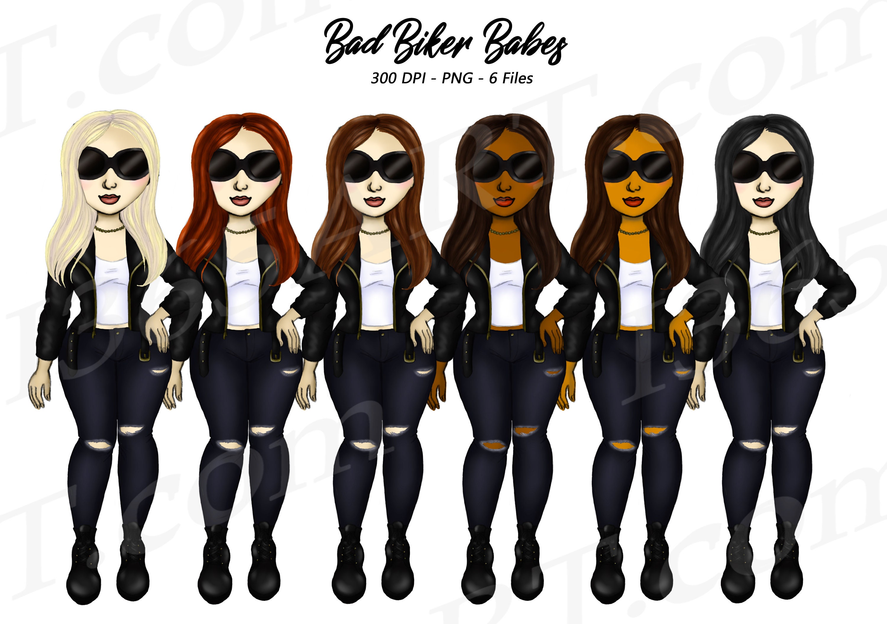 Biker Girl Clipart Leather Jackets Fashion Girl Clipart - Etsy Canada