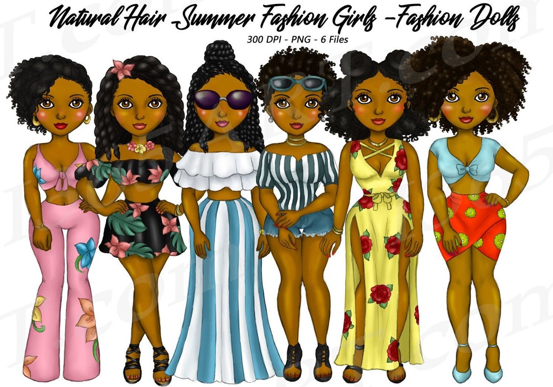 Summer Girl Clipart, Black Women Clip Art, Black Woman PNG, Summer ...