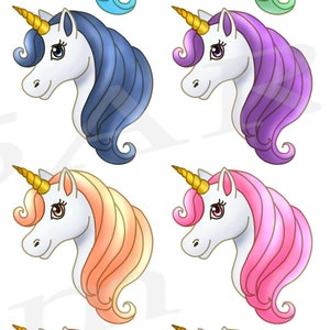 Buy 3 Get 1 Free Unicorn Heads Clipart, Unicorn Heads, Clip Art ...