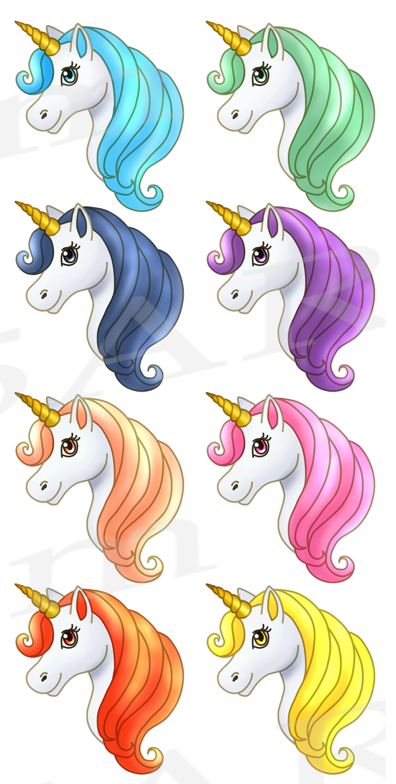 Buy 3 Get 1 Free Unicorn Heads Clipart Unicorn Heads Clip - Etsy