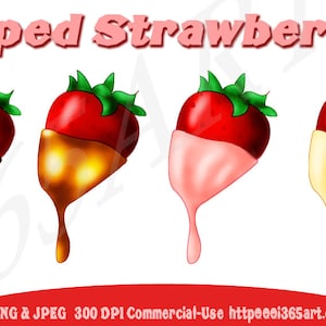 Chocolate Strawberries Valentine's Clipart Party | Etsy