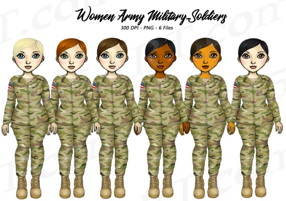 Buy 3 Get 1 Free Army Clipart, Military Woman, Female Soldiers, Service ...