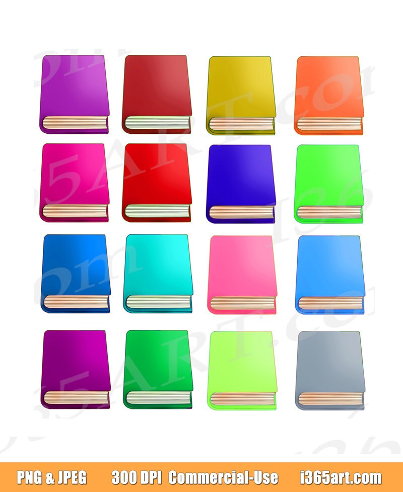 Rainbow Book Clipart, Book Clip Art, Planner Supplies Graphics, Hand ...