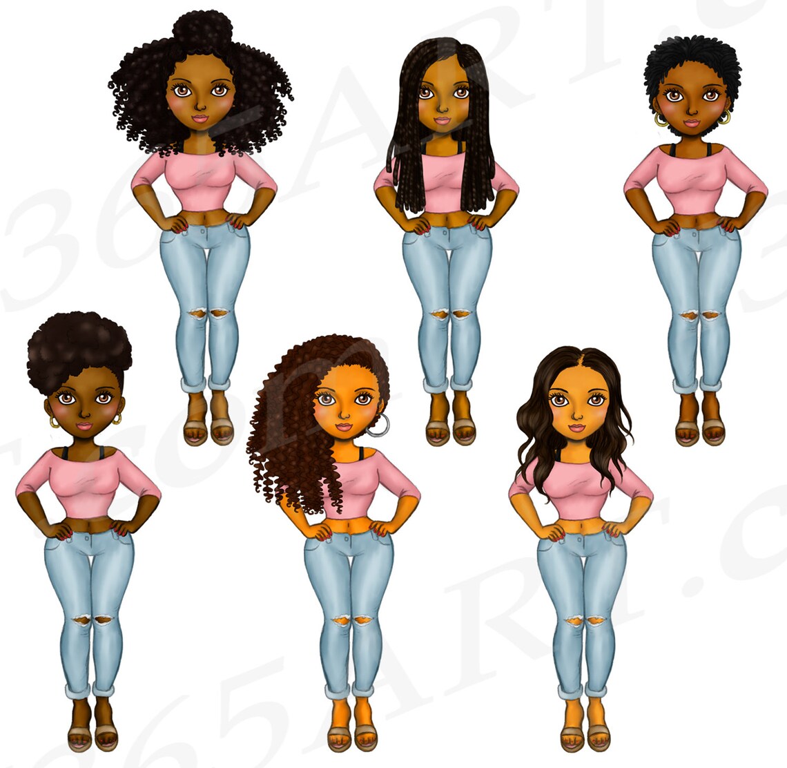 Black Woman Wearing Jeans Clipart, Black Women Clip Art, Denim Girl ...
