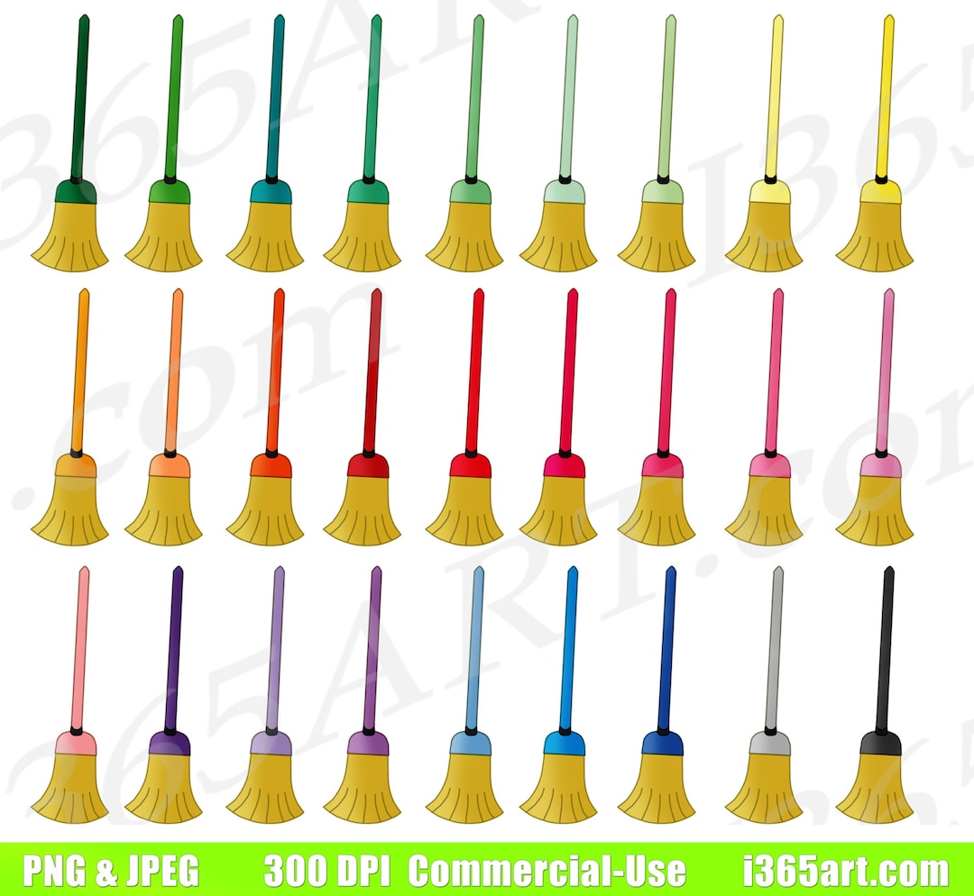 Broom Clipart, Pastel Broomstick Graphics (PNG & JPEG) - Etsy