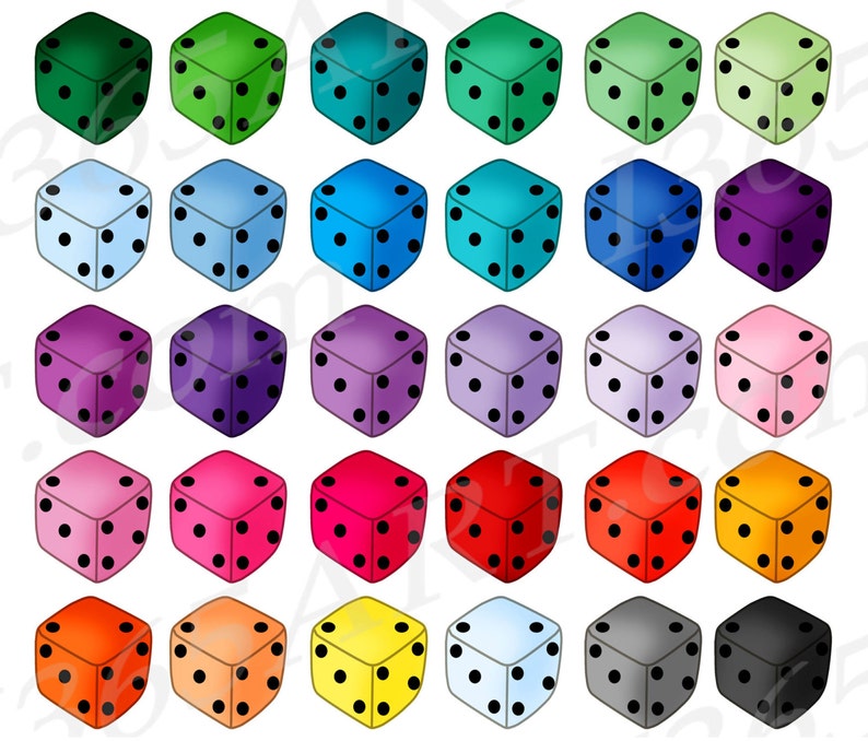 Dice Clipart Dice Clip Art Board Games Digital Dice Cubes | Etsy