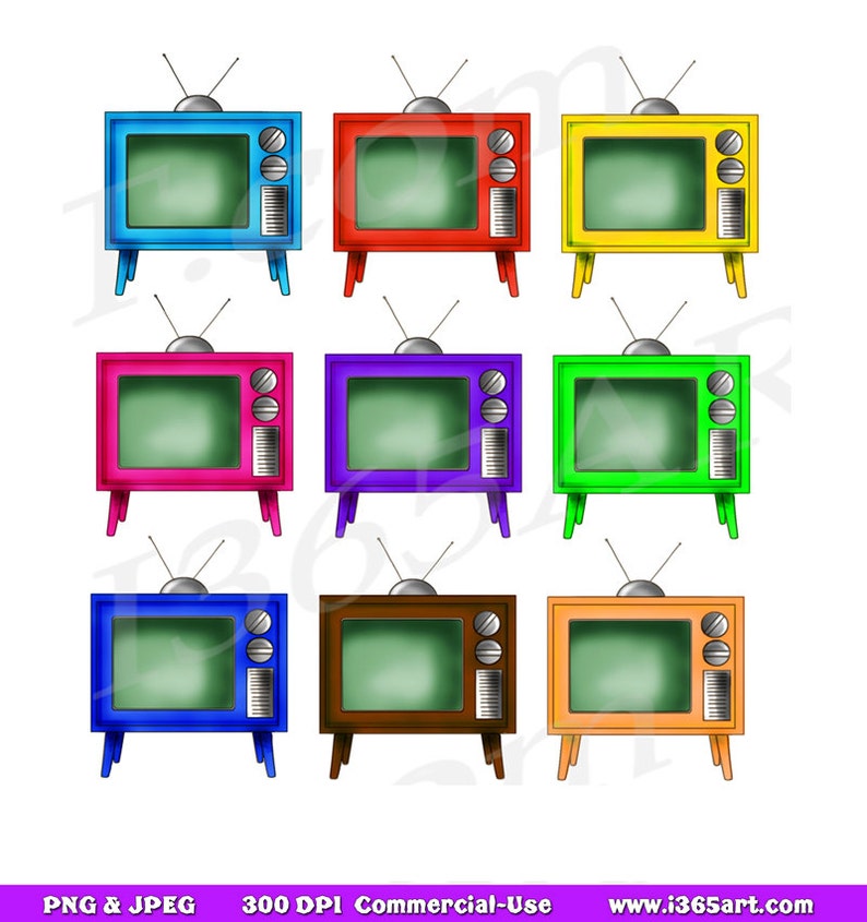 Retro Television clipart clip art tv Clipart Vintage | Etsy