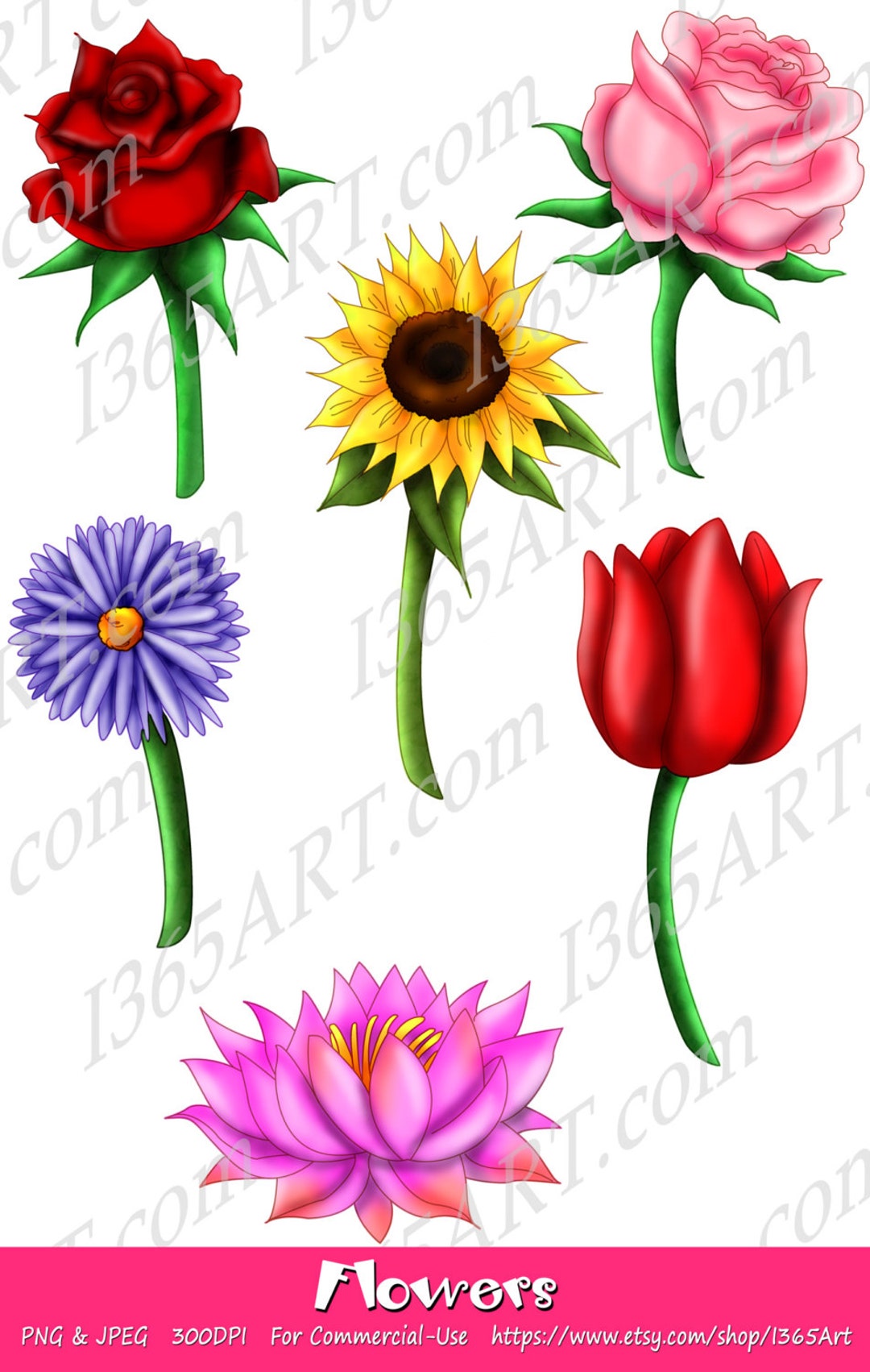 Beautifull Flower Clipart, Flower Clip Art, Scrapbook, Party ...