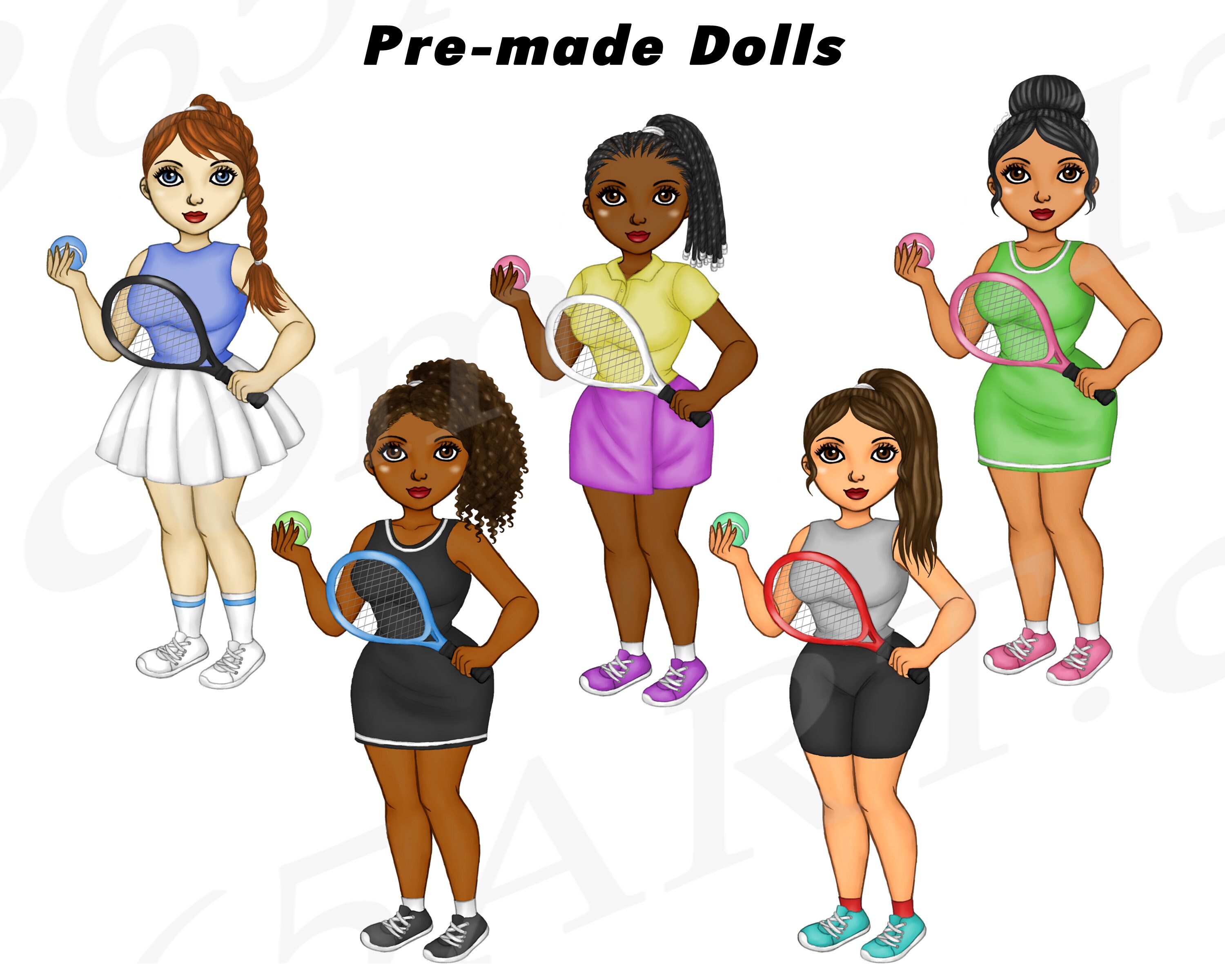 Chibi Tennis Girl Clipart, Customizable Art, Best Friends (digital ...