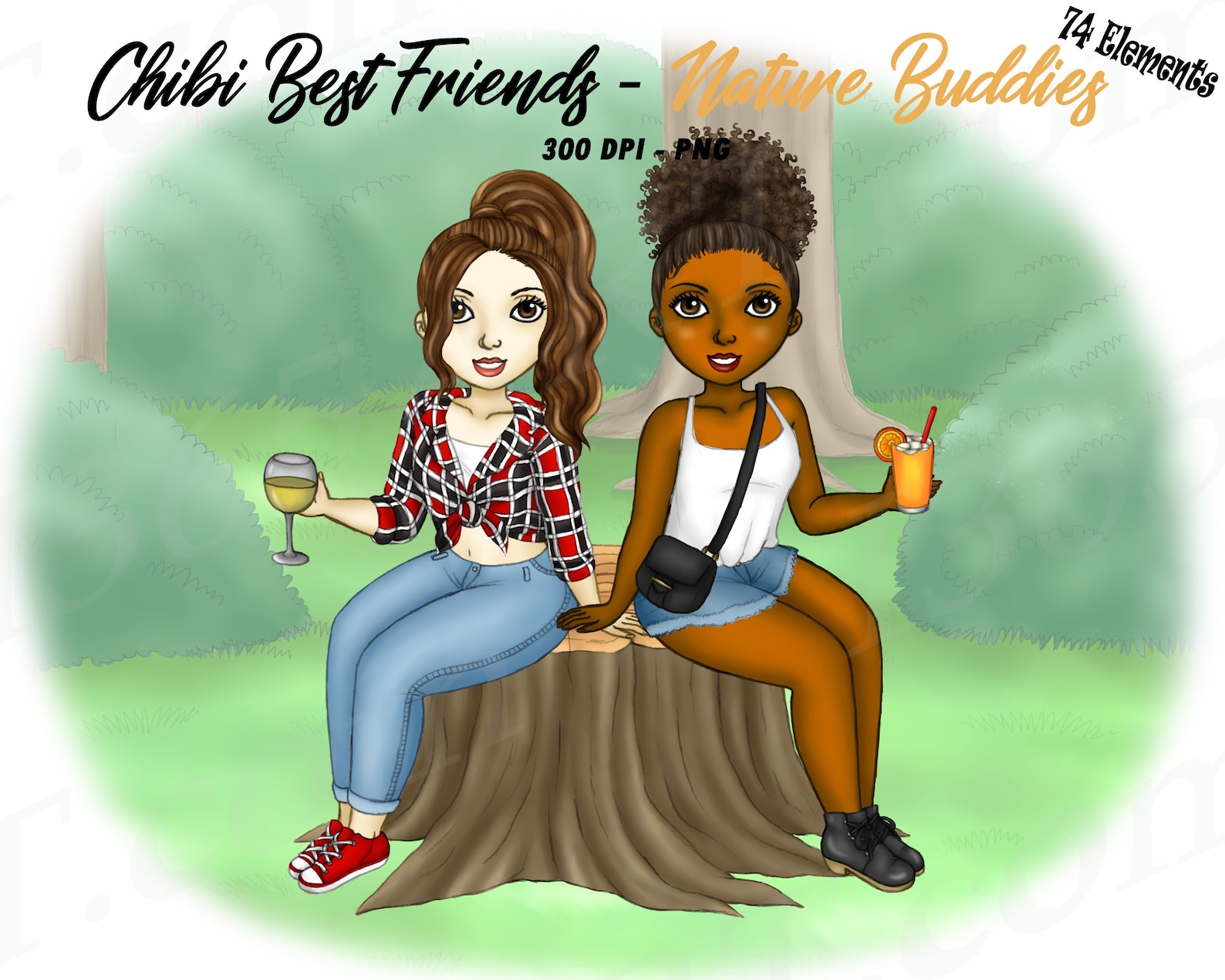 Nature Best Friends Clipart Nature Besties Chibi - Etsy
