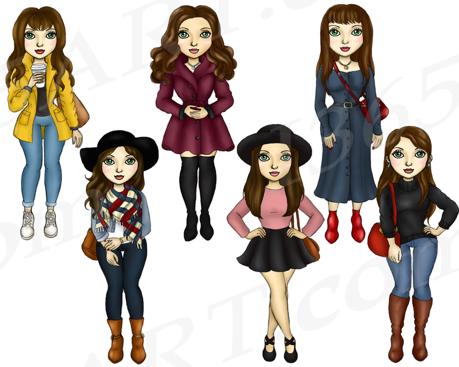 Fall Girl Clipart Autumn Girl Clipart Fall Fashion Girl - Etsy