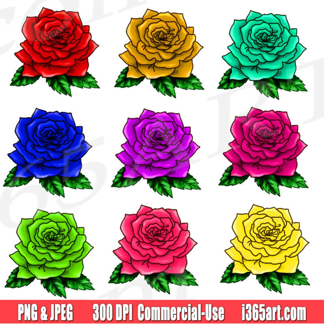 Buy 3 Get 1 Free Roses Clipart Set, Roses Clip Art, Rose Illustrations ...