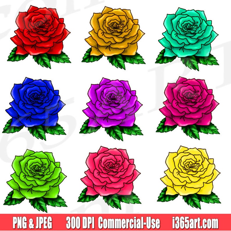 Buy 3 Get 1 Free Roses Clipart Set Roses Clip Art Rose - Etsy