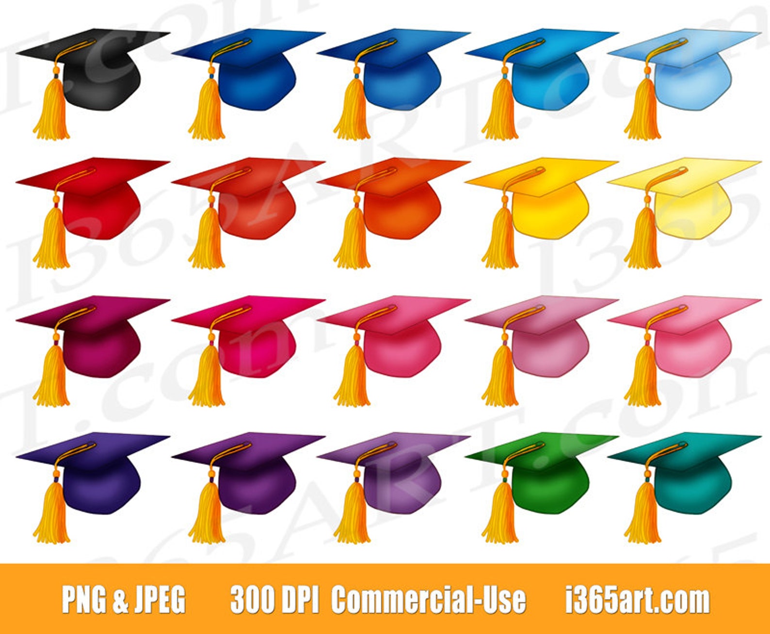 Buy 3 Get 1 Free Graduation Caps Clipart Graduation Hats Clip | Etsy