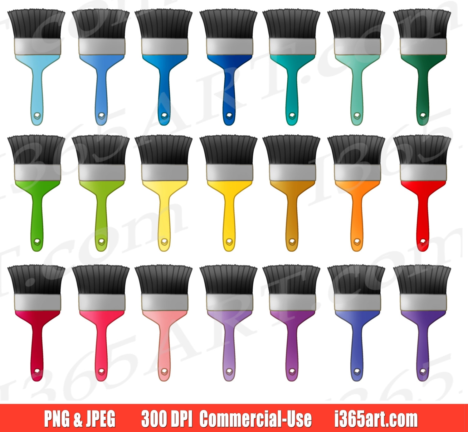 Buy 3 Get 1 Free Paintbrush Clipart Paint Clip Art Rainbow | Etsy