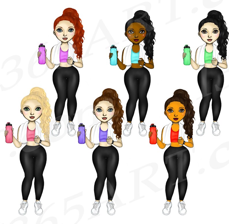 Fitness Girl Clipart Workout Girl Clipart Hydrate Clipart - Etsy