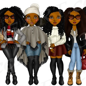 Winter Girls Clipart, Natural Hair, Winter Girls, Black Girl Clipart ...