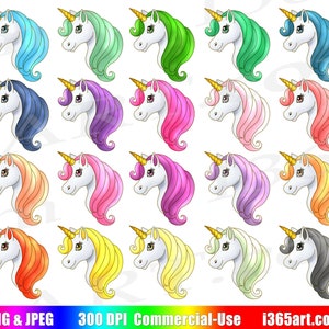 Buy 3 Get 1 Free Unicorn Heads Clipart, Unicorn Heads, Clip Art ...