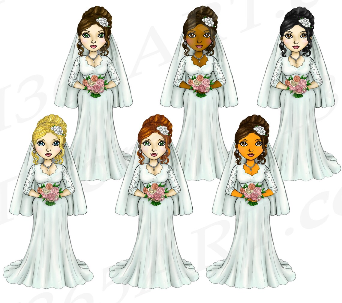 Bride Clipart Wedding Girl Clipart Marriage Clip Art | Etsy