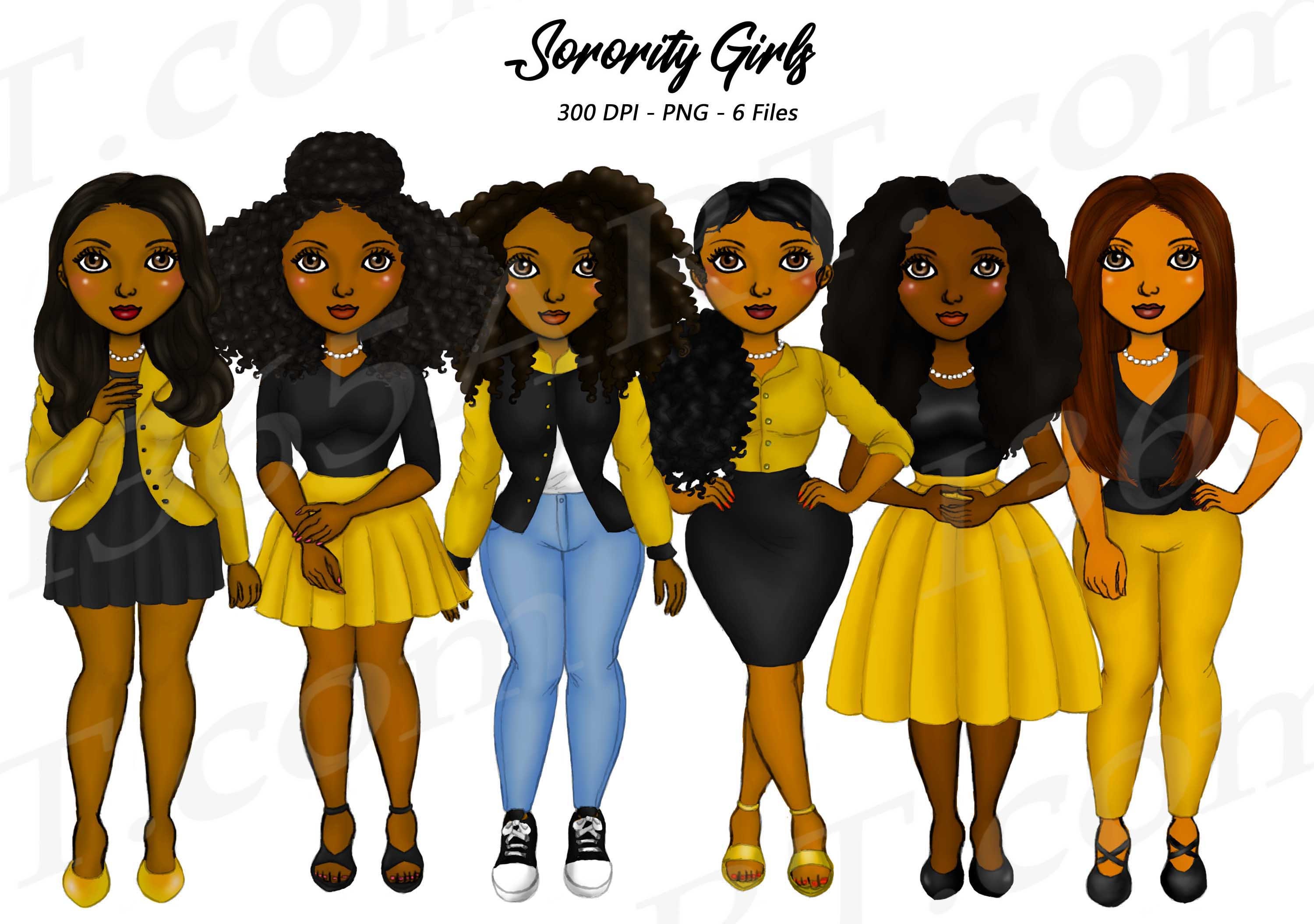 Sorority Clipart Natural Hair Black Woman Black Girl - Etsy Finland