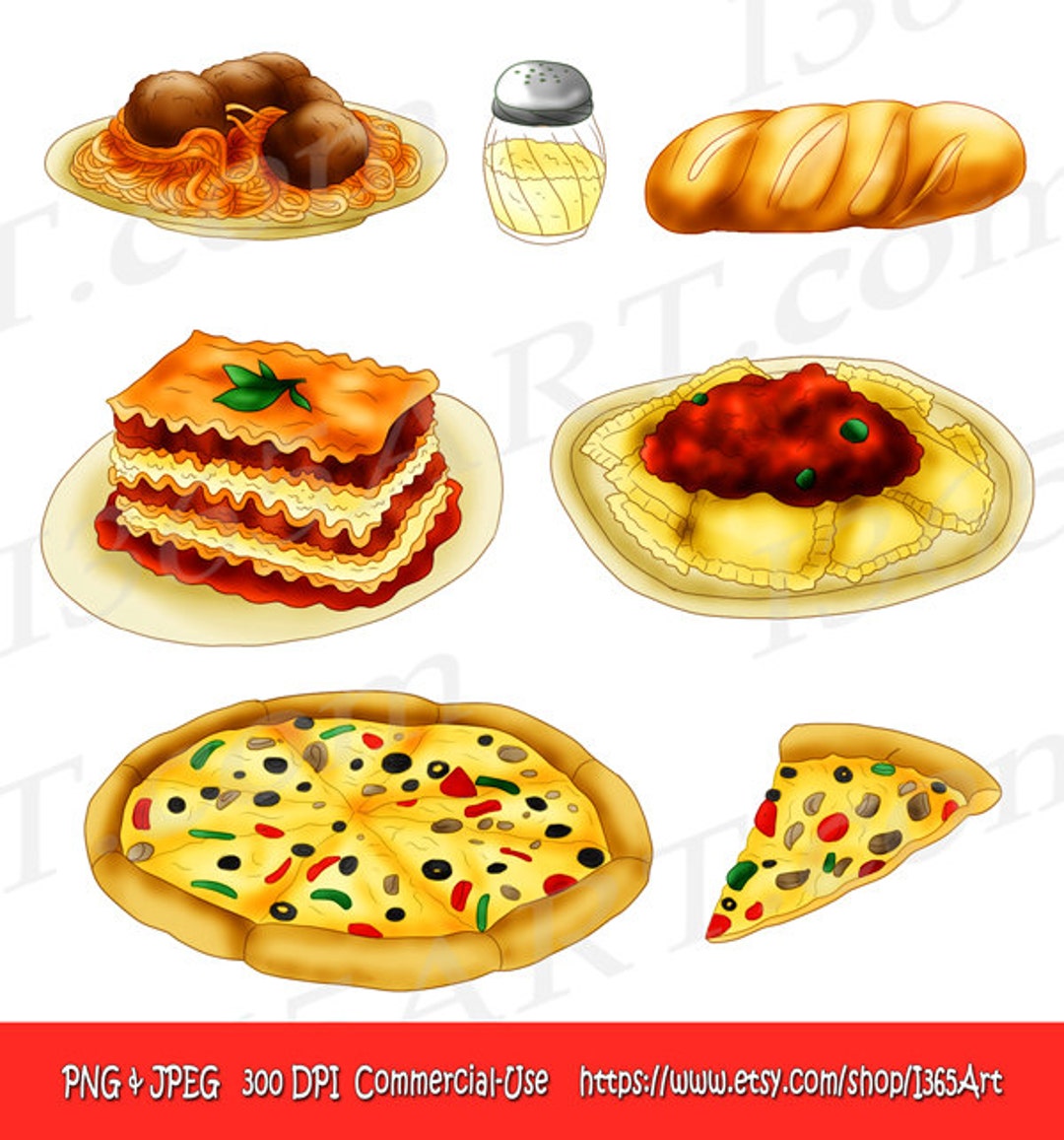 Italian Food Clipart, Pasta Illustrations Clip Art, Spaghetti and ...