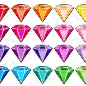 Gem Clipart, Gemstone Clip Art, Jewel Clipart, Digital Gems, Diamond ...