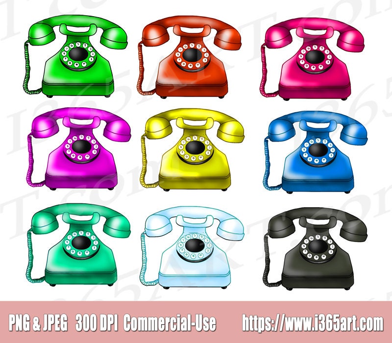 Retro Telephone Clipart, Telephone Clip Art, Phone Clipart, Rotary ...