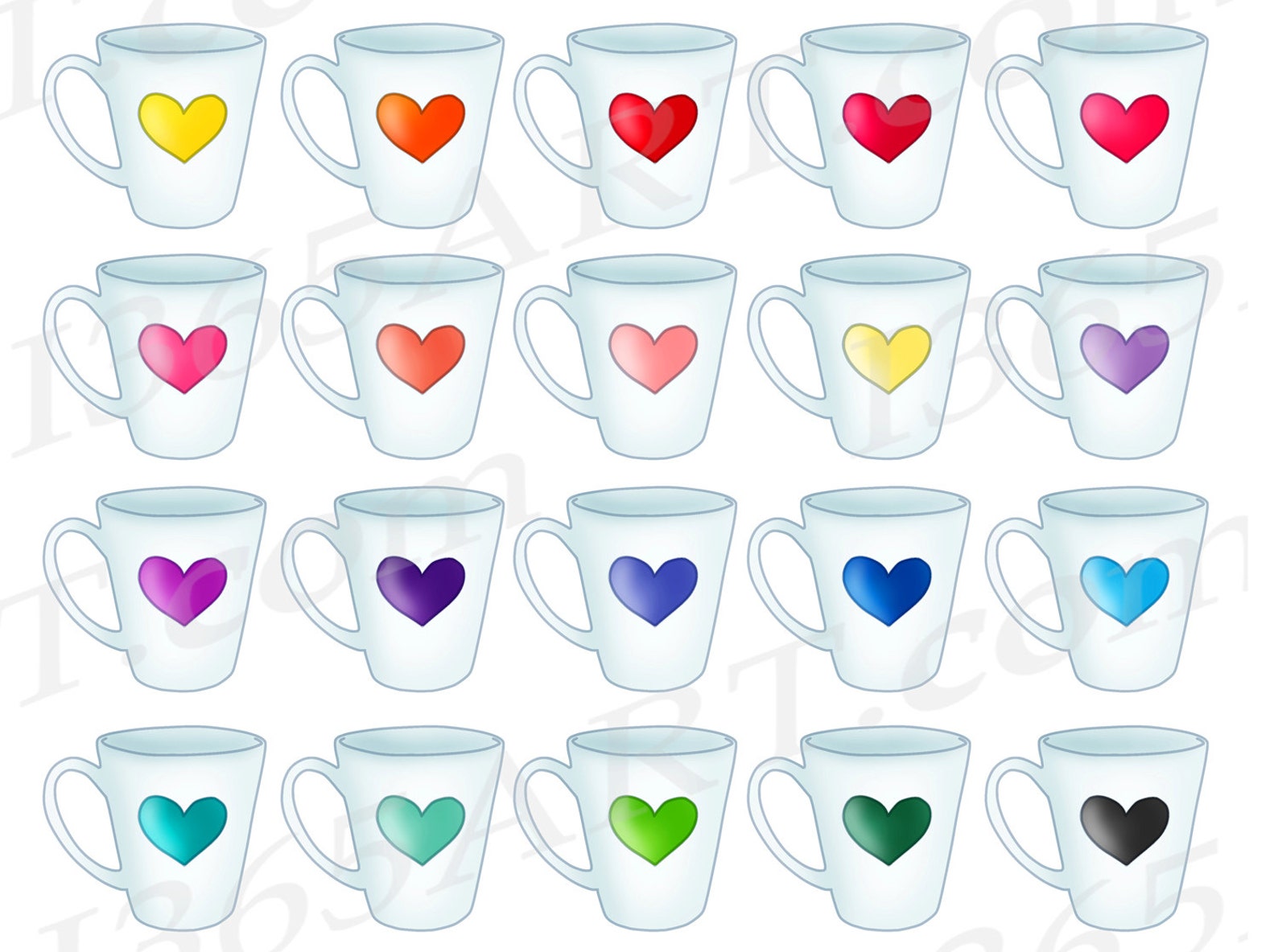 Coffee Mug Clipart Coffee Mug Clip Art Heart Mug Heart Cup | Etsy