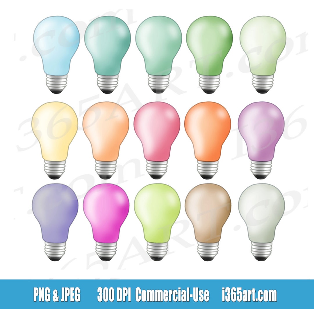 Light Bulb Clipart, Light Bulb Clip Art, Lightbulbs, Bulbs, Rainbow ...