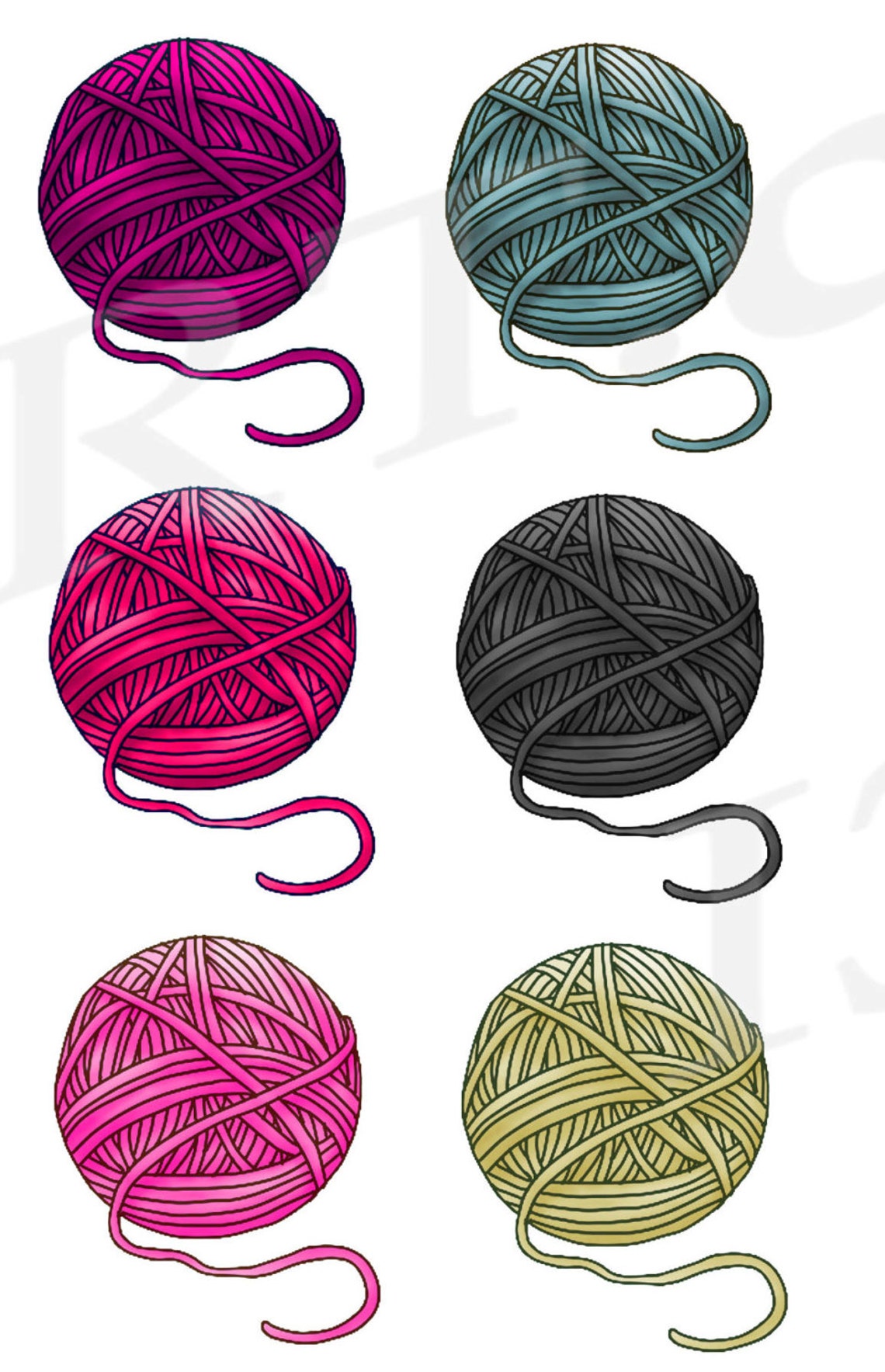 Yarn Ball Clipart, Crochet Knitting Graphics (PNG Digital Download) - Etsy