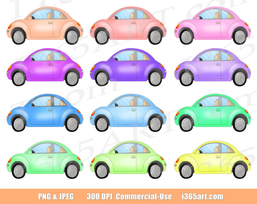 Cute Pastel Cars Clipart, Cute Car Clip Art, Old Fashioned Car, Cute ...